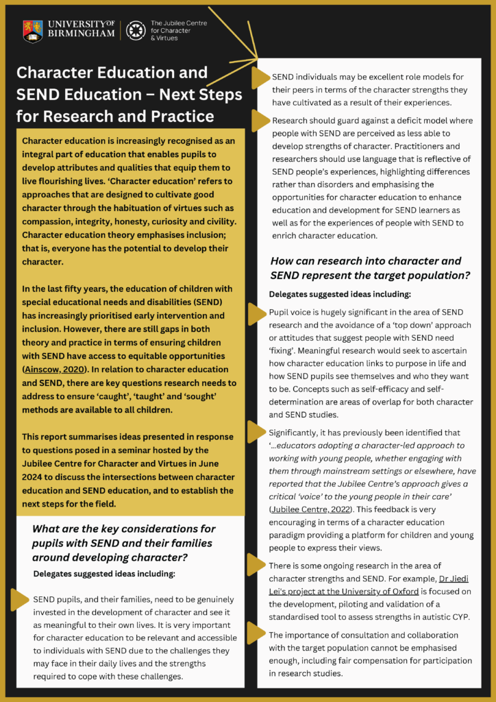 Policy Insights - Jubilee Centre for Character and Virtues
