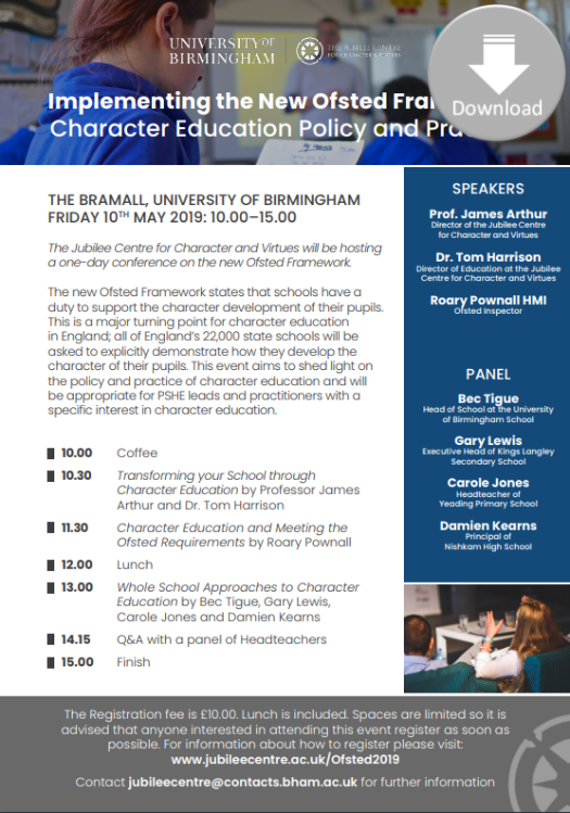 Implementing the New Ofsted Framework - Jubilee Centre for Character ...