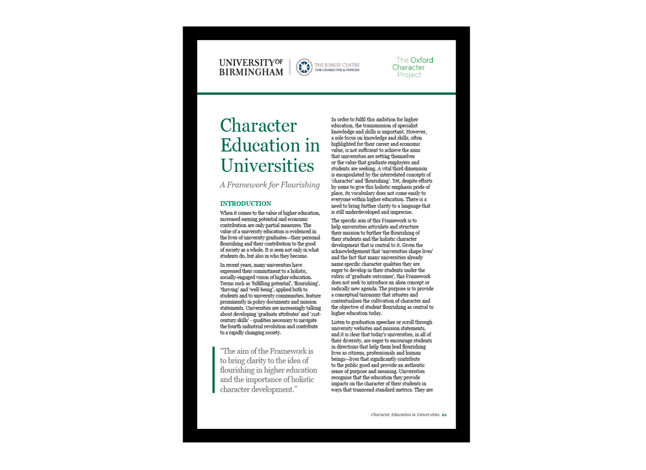 Centre Launches New Character in Universities Framework - Jubilee ...