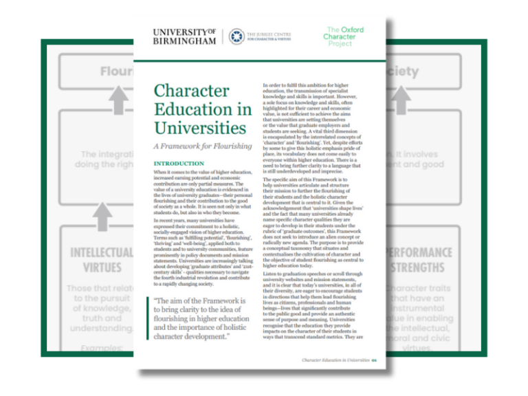 Frameworks - Jubilee Centre for Character and Virtues